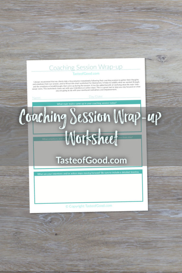 Coaching Session Wrap-up Worksheet - Free Life Coaching Tools