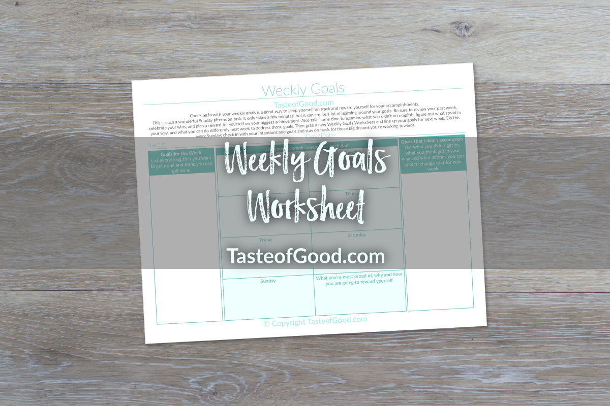 Weekly Goals Worksheet - Free Downloadable Life Coaching Resources